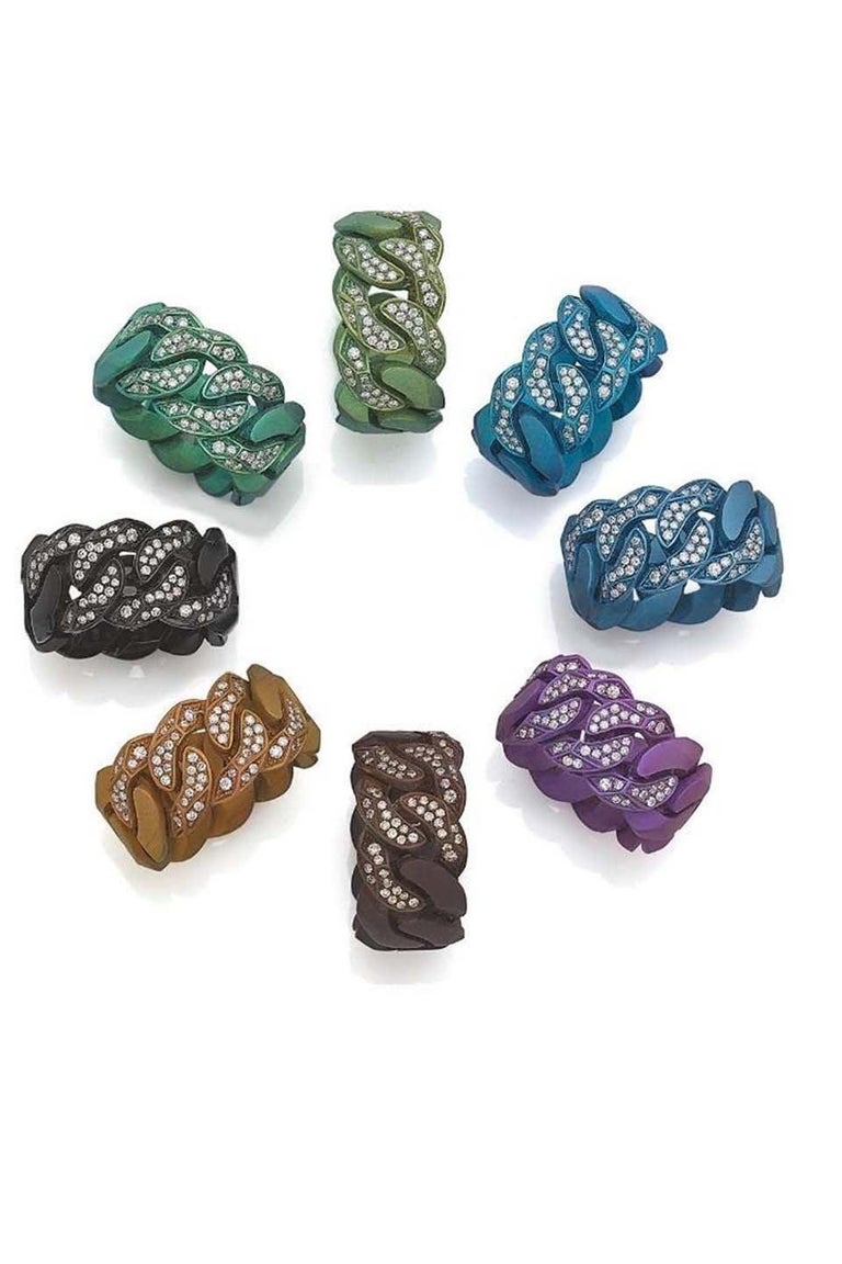 Customizable Rock Diamonds Ring / Blue Titanium For Sale at 1stDibs