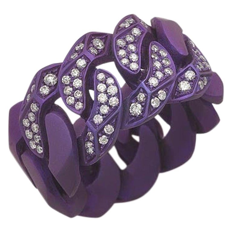 Customizable Rock Diamonds Ring / Purple Titanium For Sale at 1stDibs