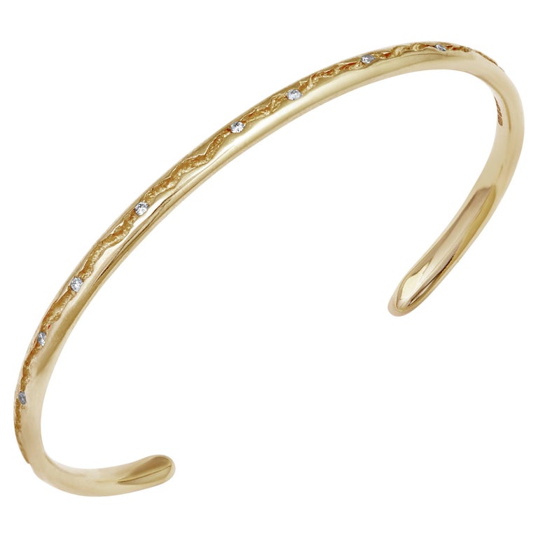 Rock Pool 18 Carat Yellow Gold And Diamond Torque Bangle For Sale at ...