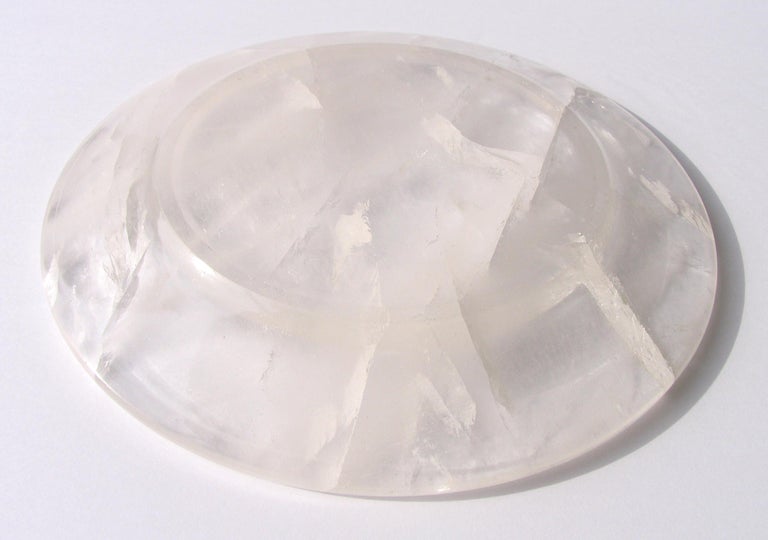 Solid Rock Quartz Crystal Circular Centerpiece Tray For Sale at 1stDibs