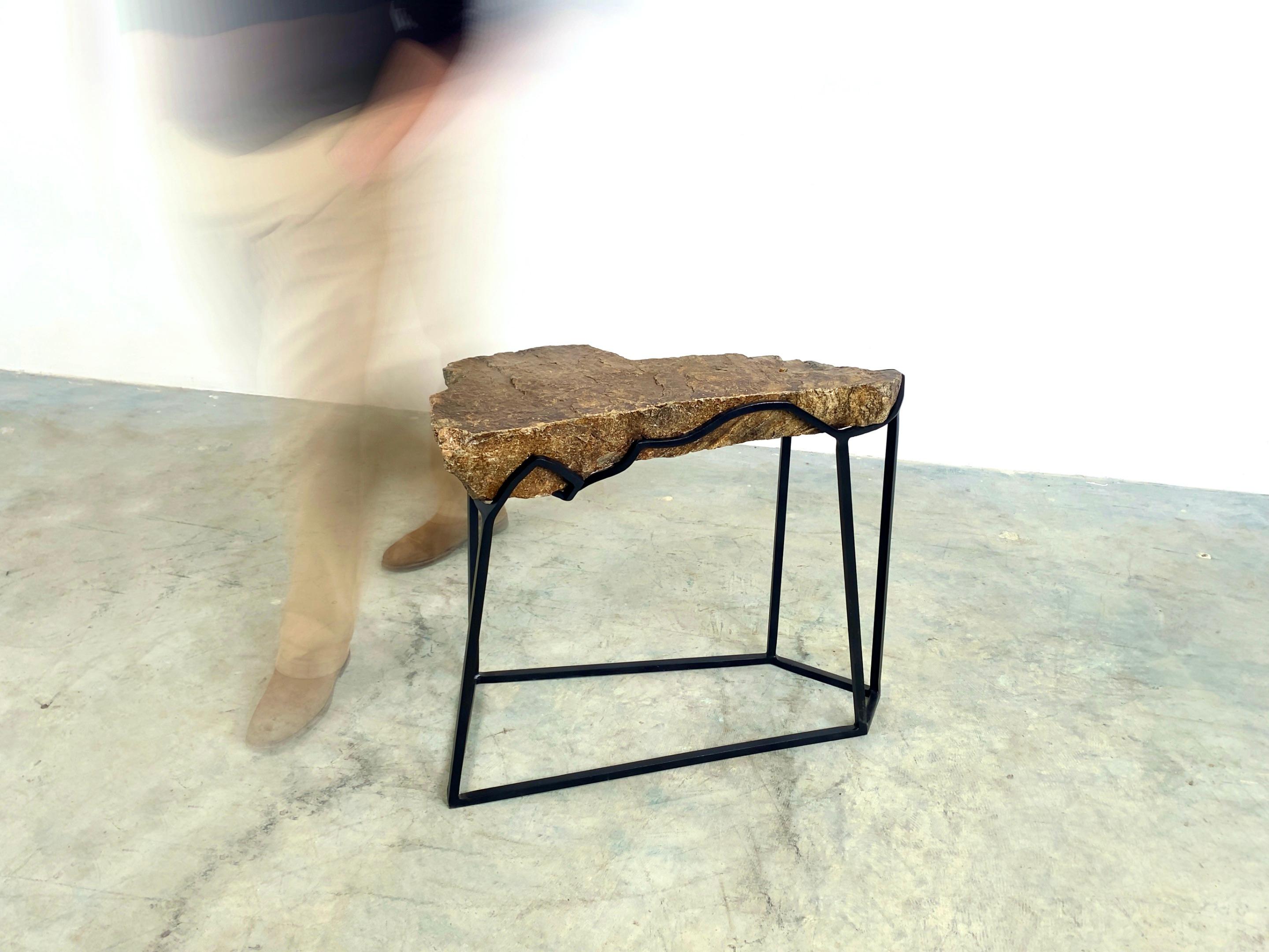 Rock Table No.8 by Quinn Morrissette, Natural Stone and Steel Side ...
