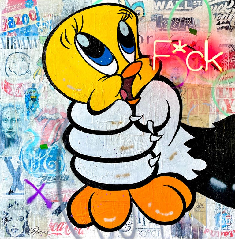 Rock Therrien - "F*CK" Pop Art Style Artwork with Looney Tunes Tweety ...