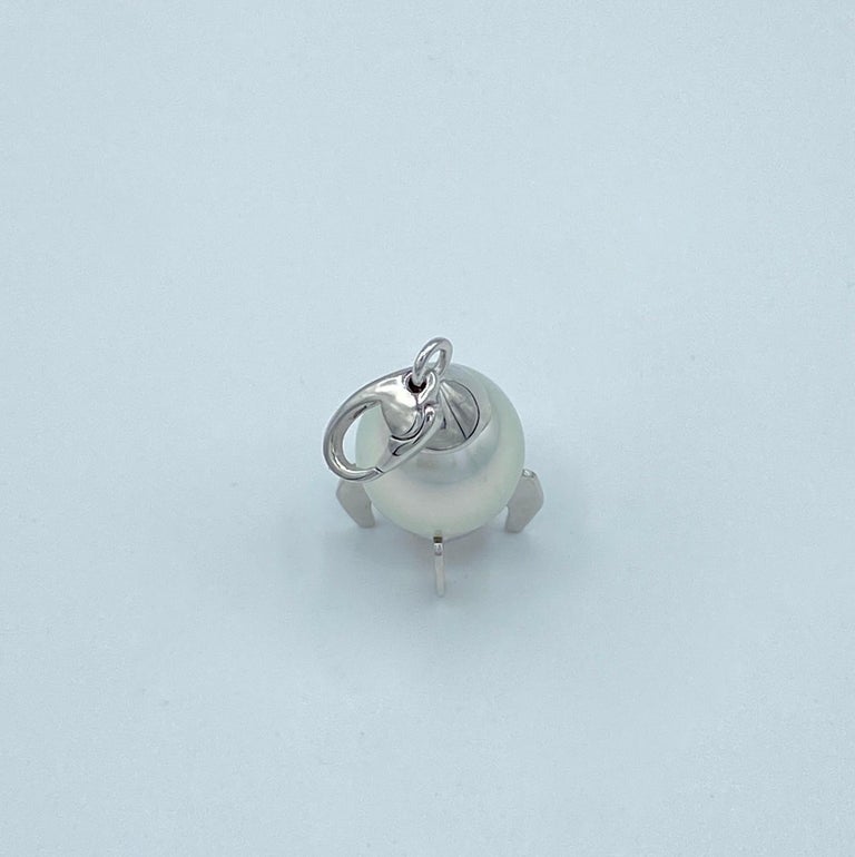 Rocket Diamond Sapphire 18 Karat Gold Australian Pearl Charm or Pendant ...