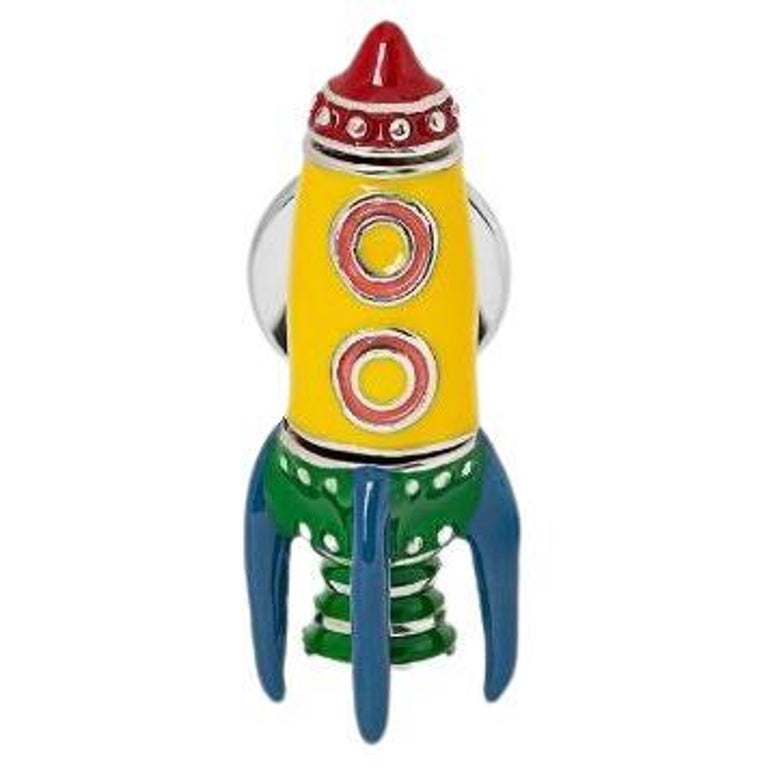 Rocket Man Pin in Multicolour Enamel For Sale at 1stDibs