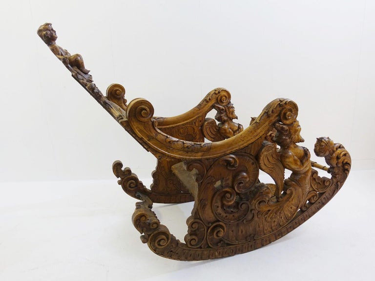 Rocking Chair Baroque Style, Germany, 19th Century at 1stDibs