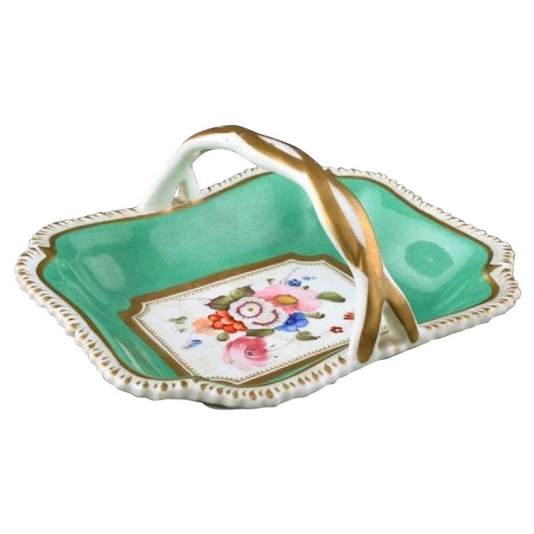 Rockingham China Trinket Basket, 19th Century For Sale at 1stDibs