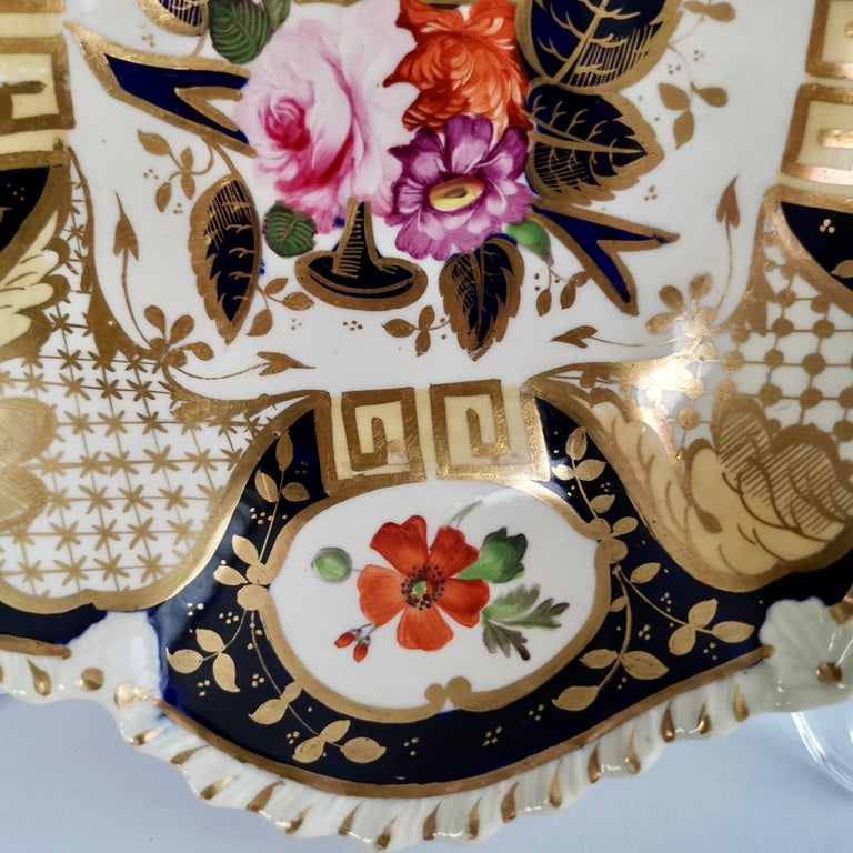 Rockingham Creamware Dish, Cobalt Blue, Gilt and Flowers, circa 1820 ...