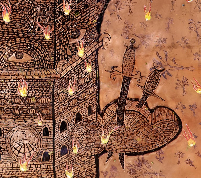 Rocky Dobey - Checkmate, inscribed copper sheet, acrylic paint ...