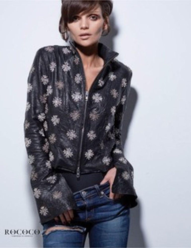 Rococo Black Embellished Leather Jacket at 1stDibs | rococo jacket