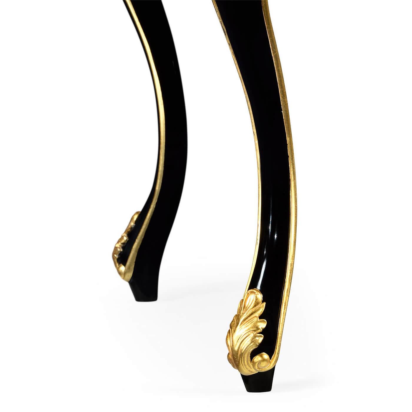 Rococo Black Lacquered Desk For Sale at 1stDibs