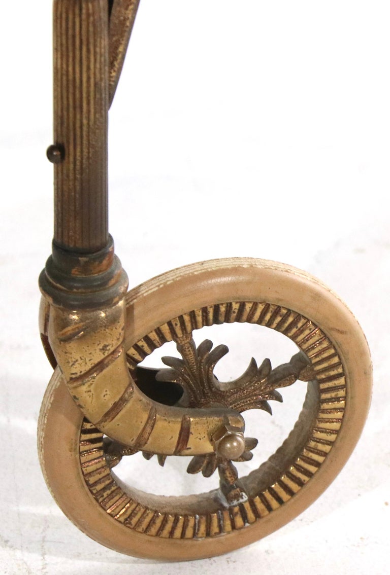 Rococo Cast Brass and Black Glass Serving Bar Cart with Removable Tray ...