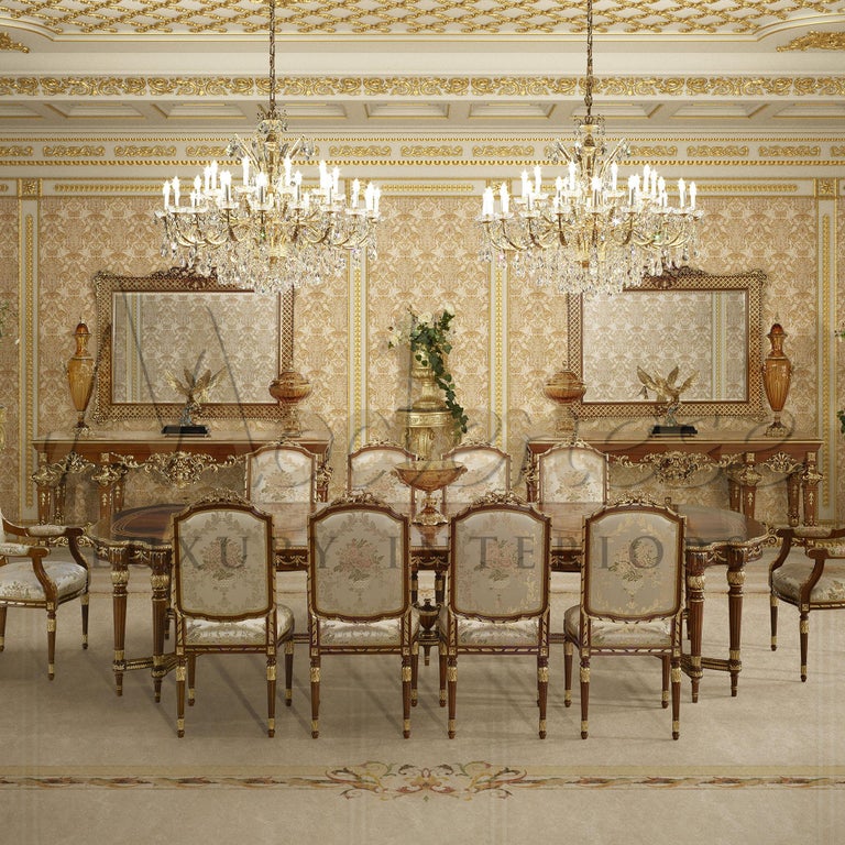 Rococo Console with Golden Carvings and Marble Top by Modenese Luxury ...