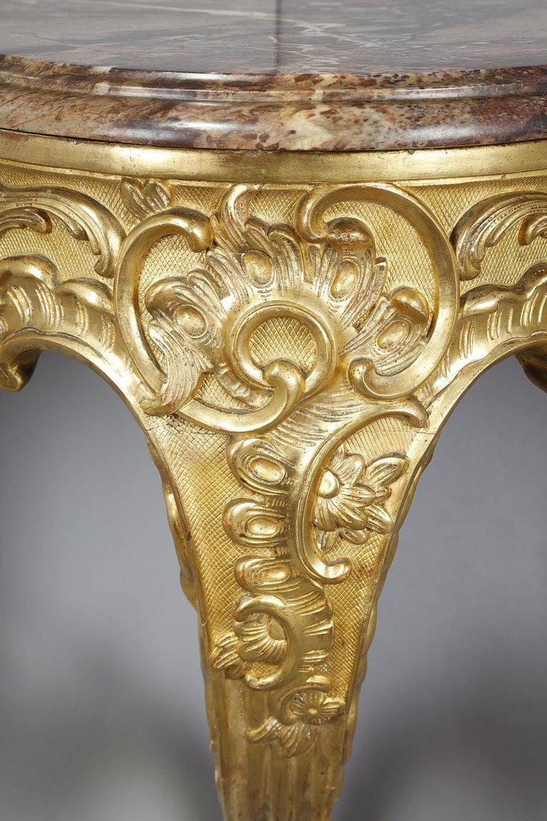 Rococo Corner Console in Carved Wood and Breccia Marble, Louis XV Style ...