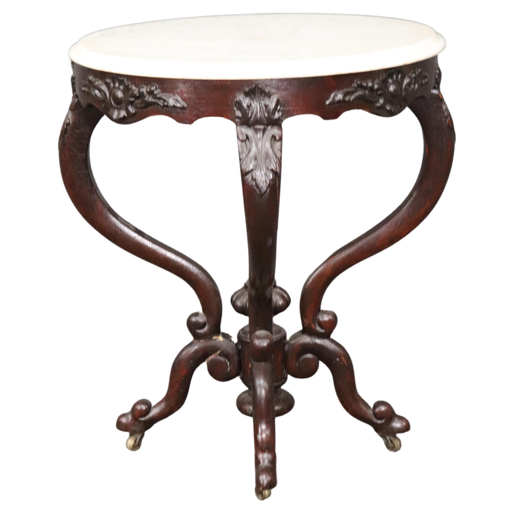 American Victorian John Henry Belter Marble Top Center Table For Sale ...