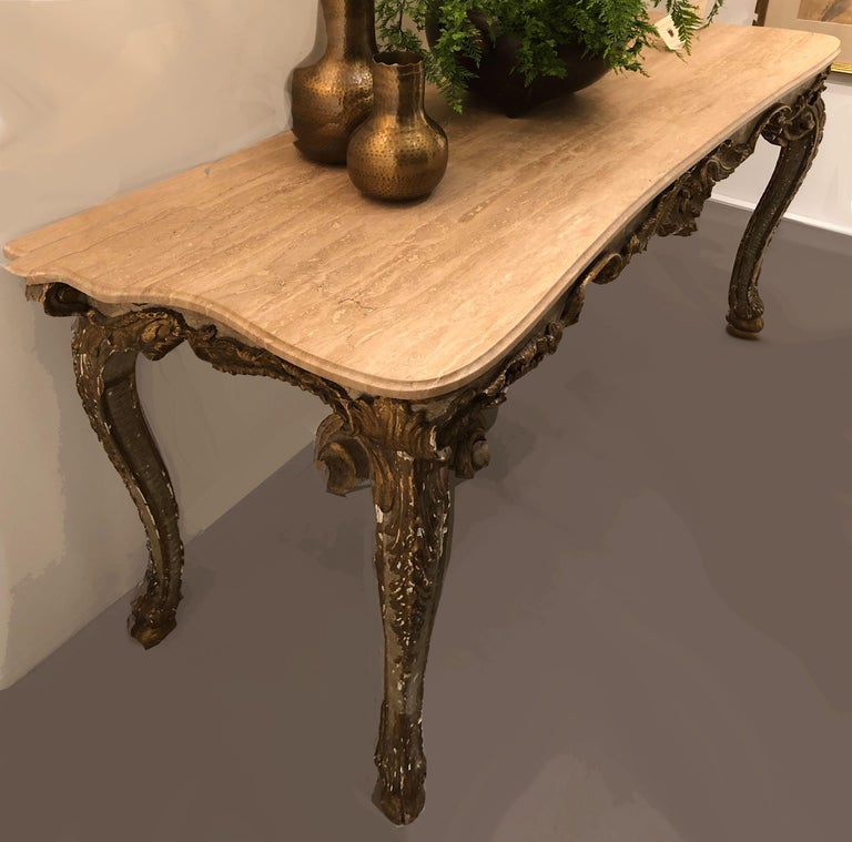 Rococo Giltwood Console Table with Cabriole Legs For Sale at 1stDibs