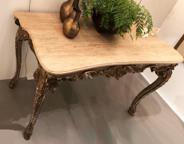 Rococo Giltwood Console Table with Cabriole Legs For Sale at 1stDibs
