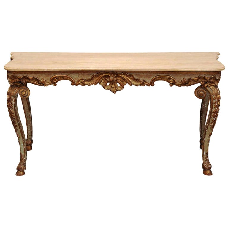 Rococo Giltwood Console Table with Cabriole Legs For Sale at 1stDibs
