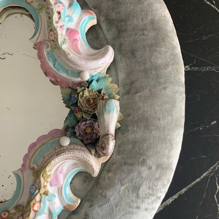 Rococo Girandole Meissen Mirror in Enameled Porcelain and Crushed ...