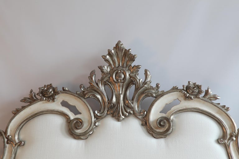 Rococo Headboard in Antique White with Silver Highlights at 1stDibs ...