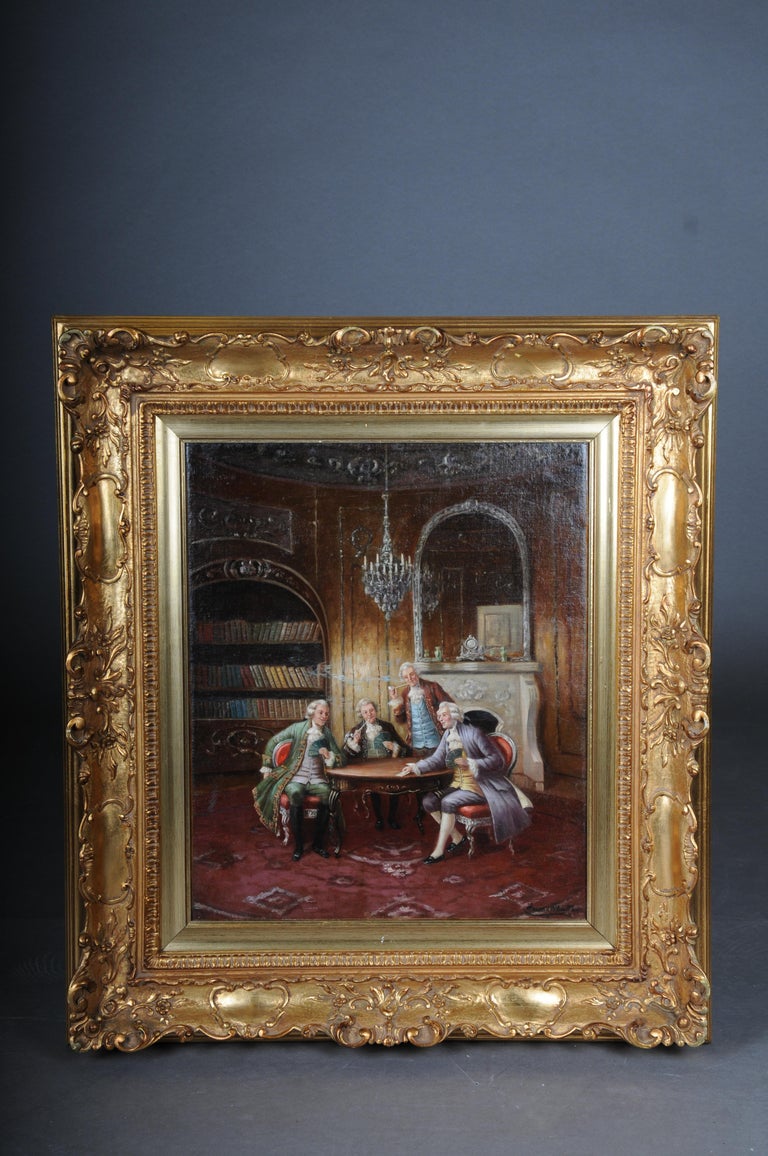 Rococo Oil Painting Signed Bruno Blatter Around 1890 For Sale at 1stDibs