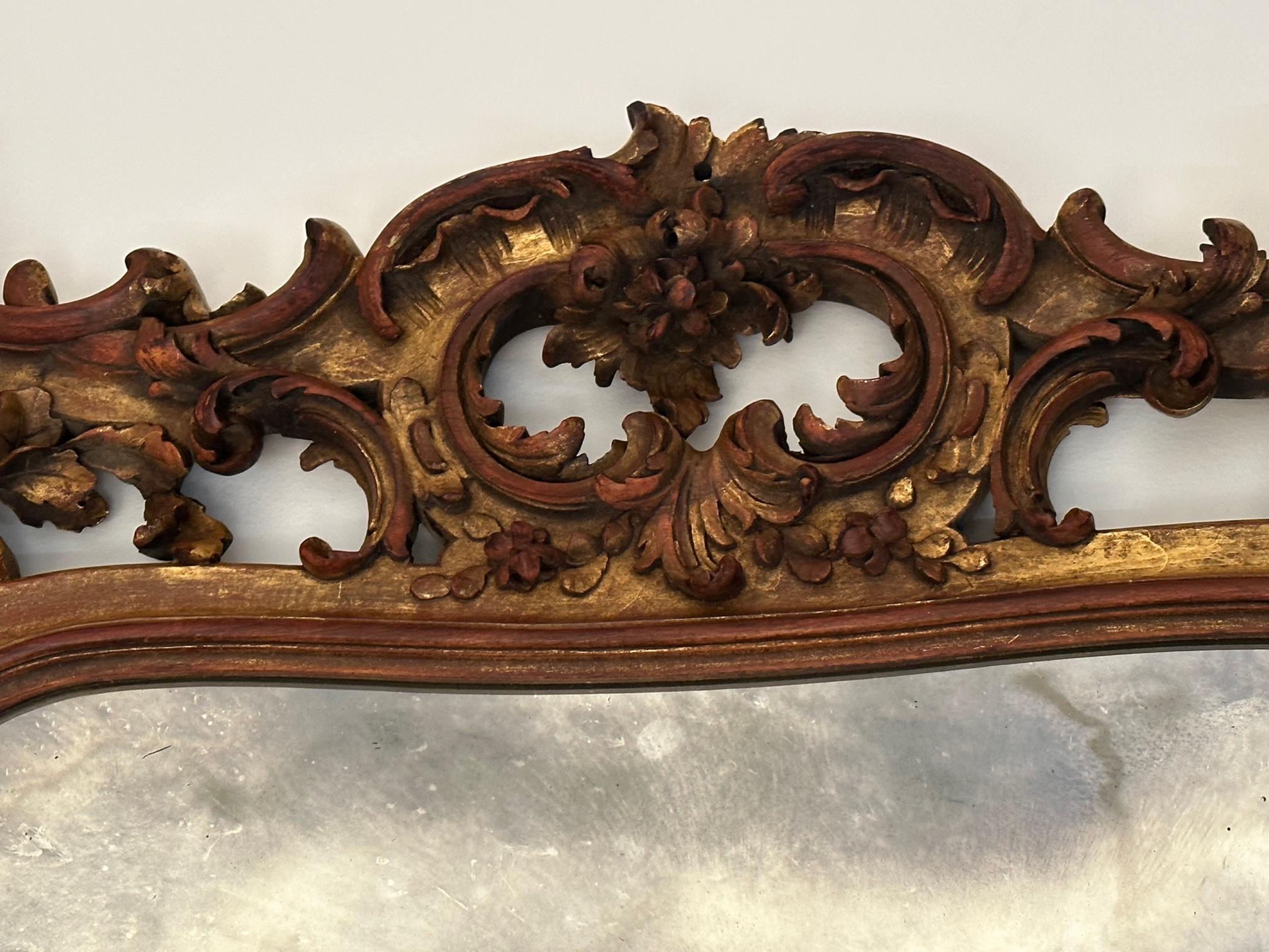 Rococo Ornate Antique Pair of Carved Aged Mirrors For Sale at 1stDibs