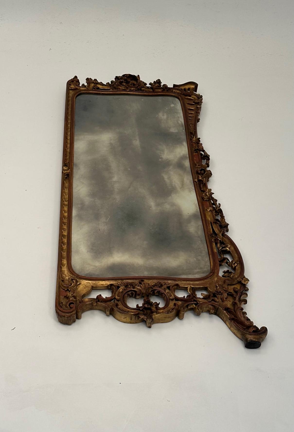 Rococo Ornate Antique Pair of Carved Aged Mirrors For Sale at 1stDibs