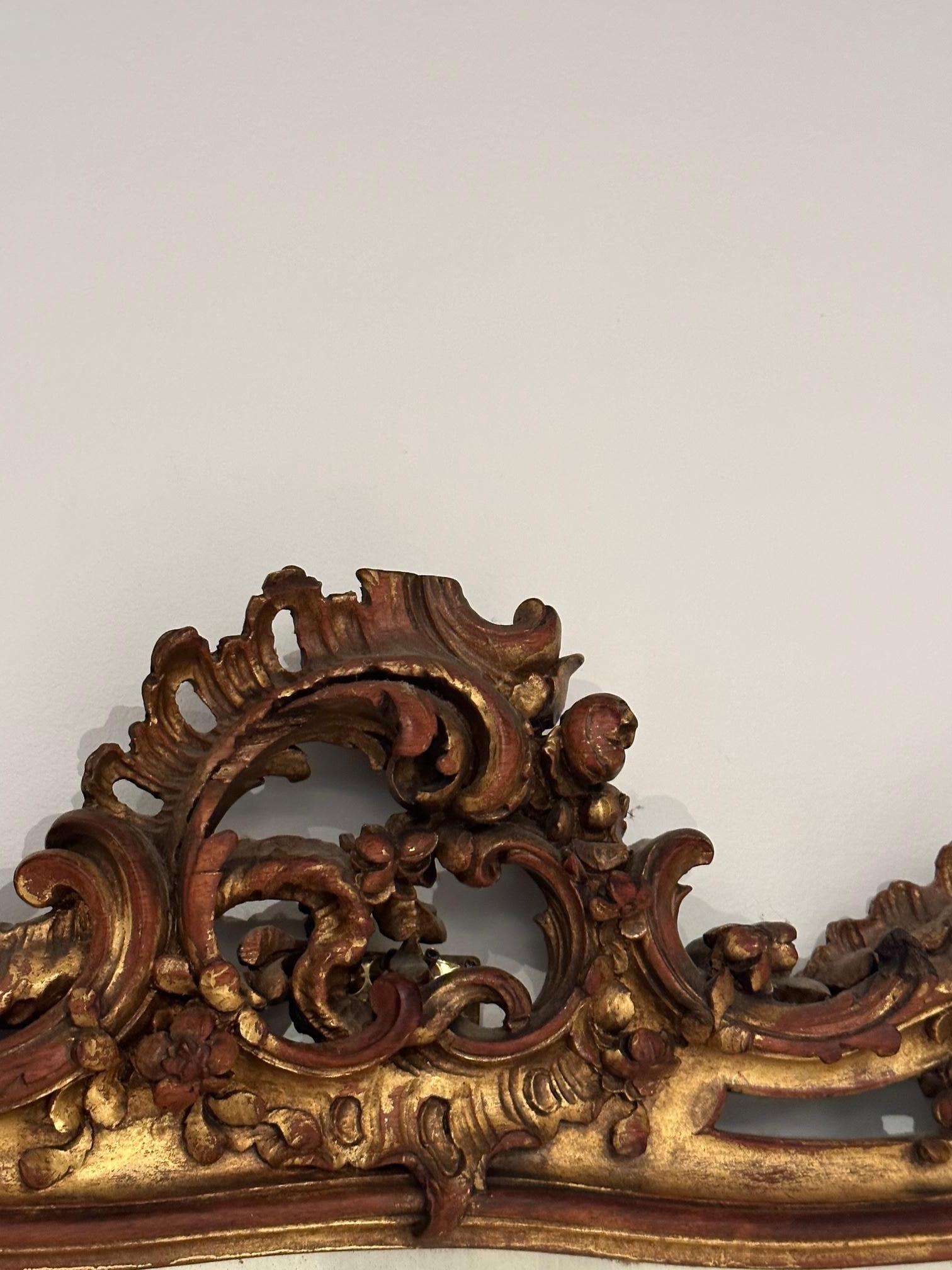 Rococo Ornate Antique Pair of Carved Aged Mirrors For Sale at 1stDibs