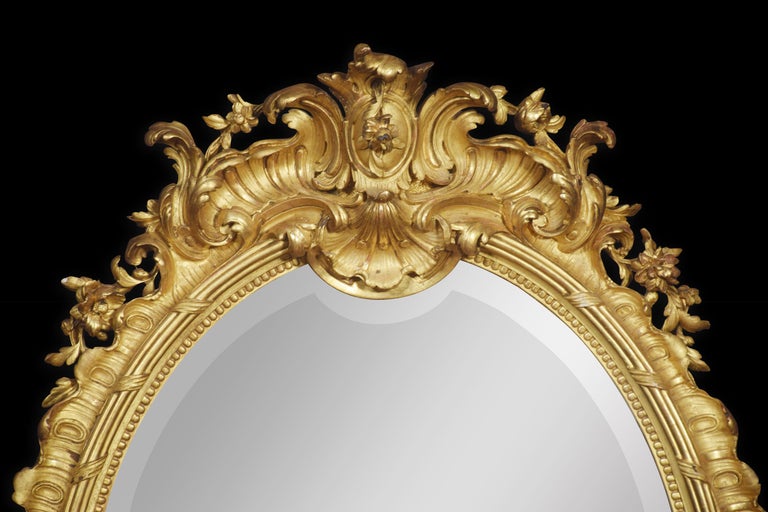 Rococo Revival Giltwood Oval Wall Mirror at 1stDibs