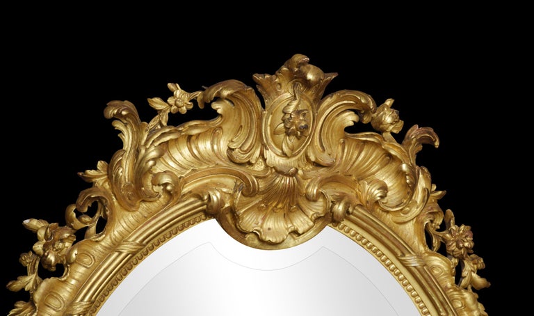 Rococo Revival Giltwood Oval Wall Mirror at 1stDibs