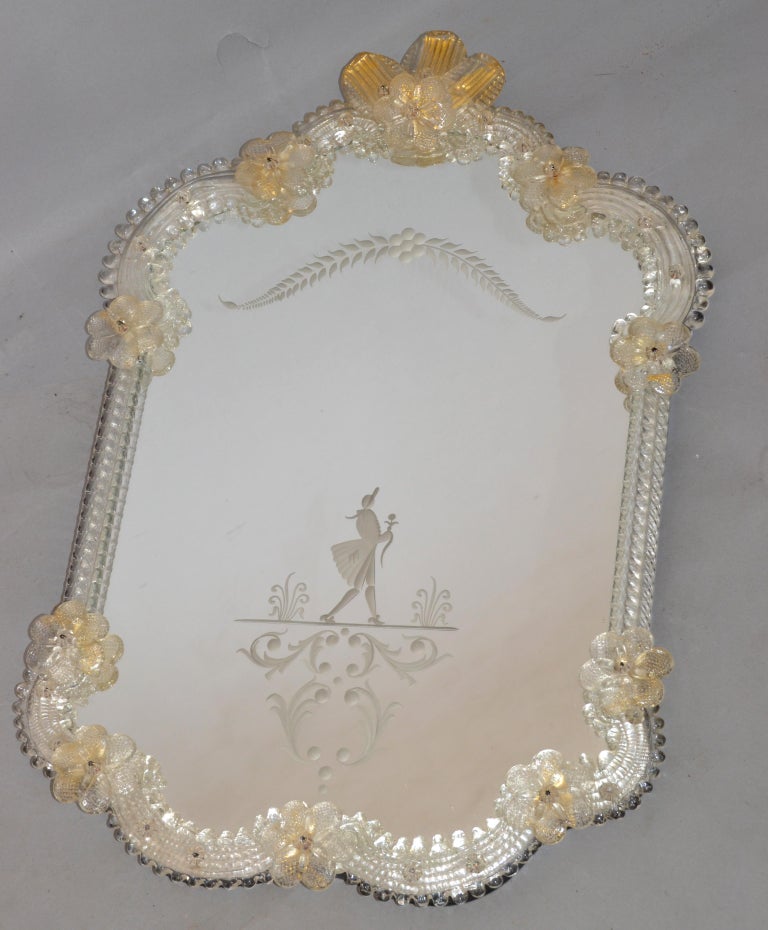 Rococo Revival Him and Her Etched Venetian Wall Mirror Bohemian Golden ...