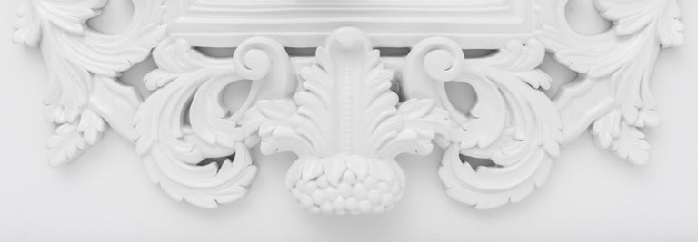 Rococo Revival Modern White Lacquered Mirror For Sale at 1stDibs