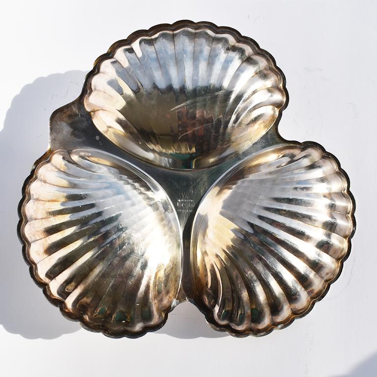 Rococo Silver Plated Three Part Clam Shell Server Condiment Tray by ...