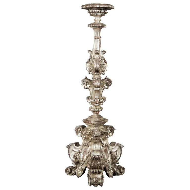 Rococo Single Carved Gilded Candlestick at 1stDibs