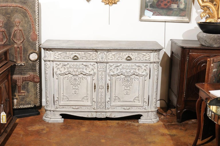 Rococo Style 1850s Belgian Painted Buffet with Drawers, Doors and ...
