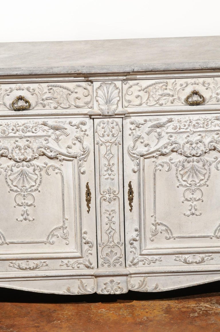 Rococo Style 1850s Belgian Painted Buffet with Drawers, Doors and ...