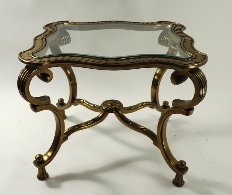 Rococo Style Brass and Glass Side Table Attributed to Mastercraft For ...