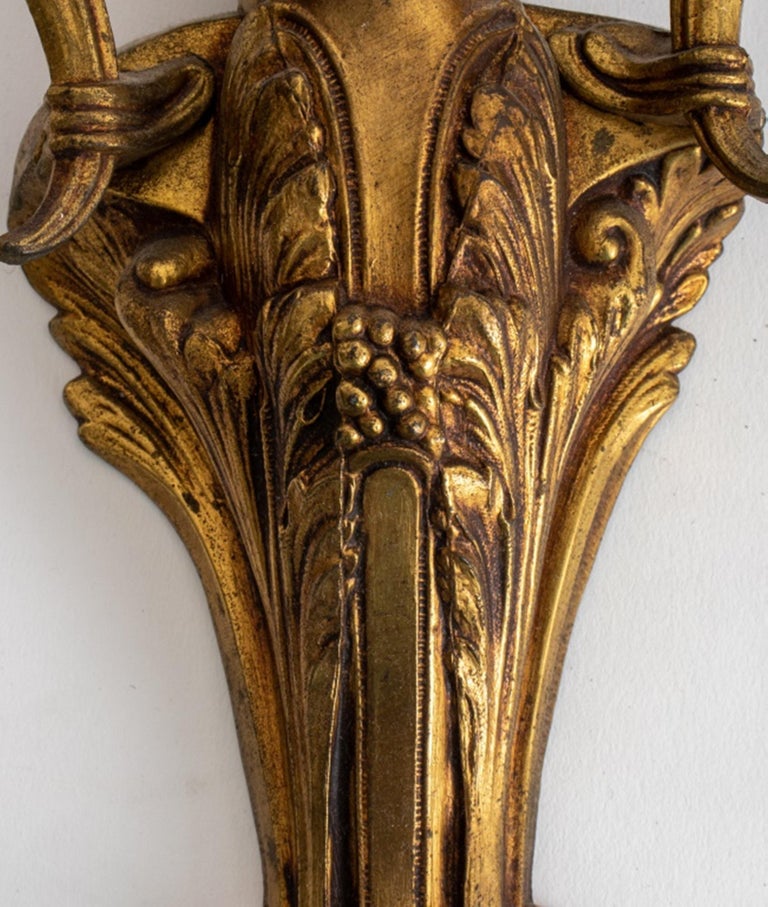 Rococo Style Bronze Candle Sconces, Pair For Sale at 1stDibs
