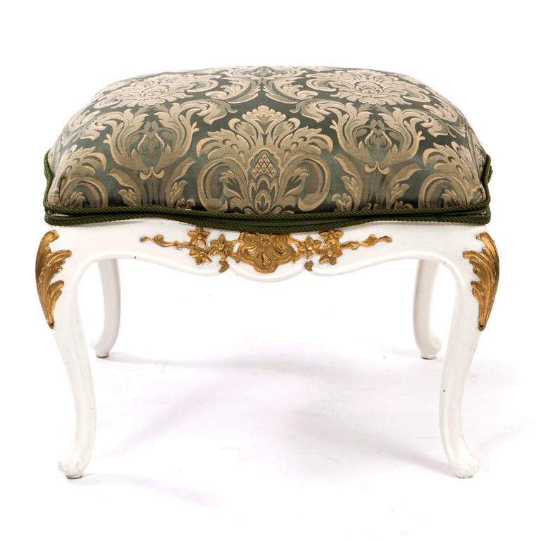 Rococo Style Carved Cabriole Leg Stool Ottoman, Footstool For Sale at ...