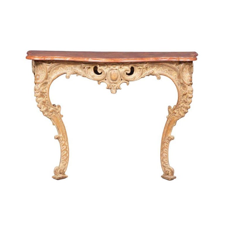 Rococo Style Faux Marble Top Wall Mount Console Table For Sale at 1stDibs