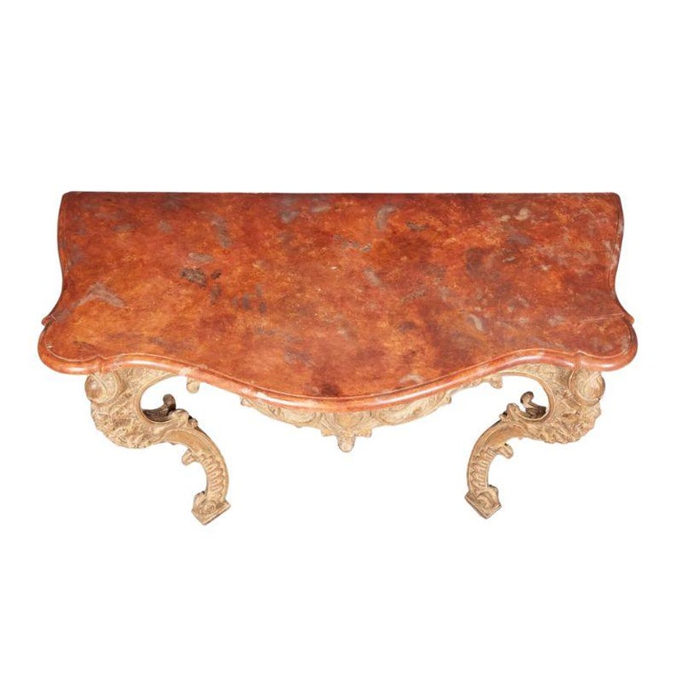 Rococo Style Faux Marble Top Wall Mount Console Table For Sale at 1stDibs