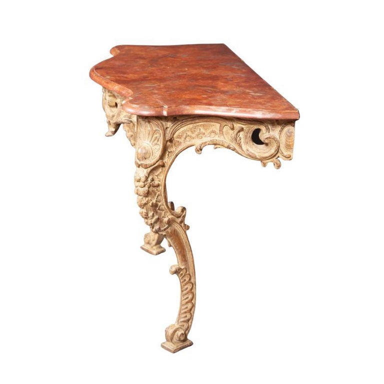 Rococo Style Faux Marble Top Wall Mount Console Table For Sale at 1stDibs