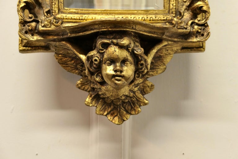 Rococo Style Gilt Wall Mirror with Putti and Shelf Bracket For Sale at ...