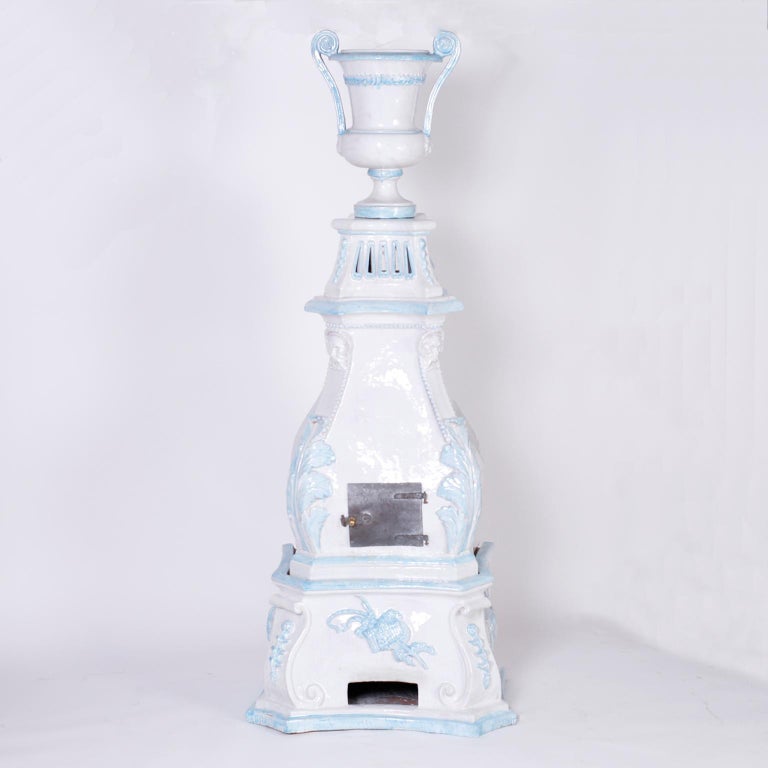 Rococo Style Glazed Terracotta Palace Stove For Sale at 1stDibs