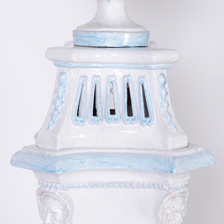 Rococo Style Glazed Terracotta Palace Stove For Sale at 1stDibs