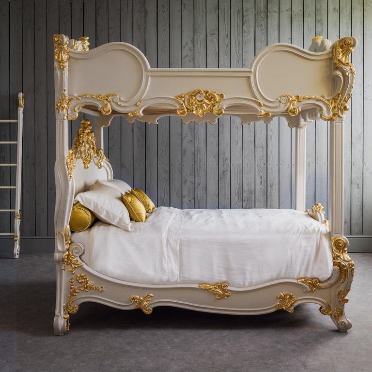 Rococo Style Hand Carved 4 Poster and Bunk Bed For Sale at 1stDibs