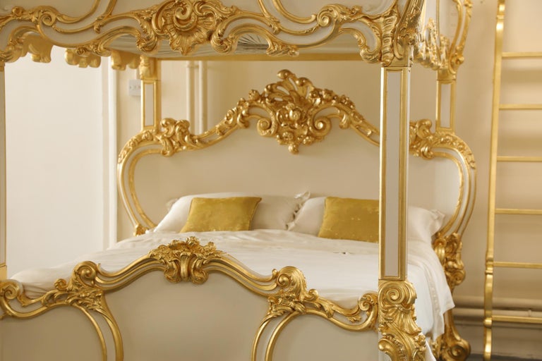 Rococo Style Hand Carved 4 Poster and Bunk Bed For Sale at 1stDibs