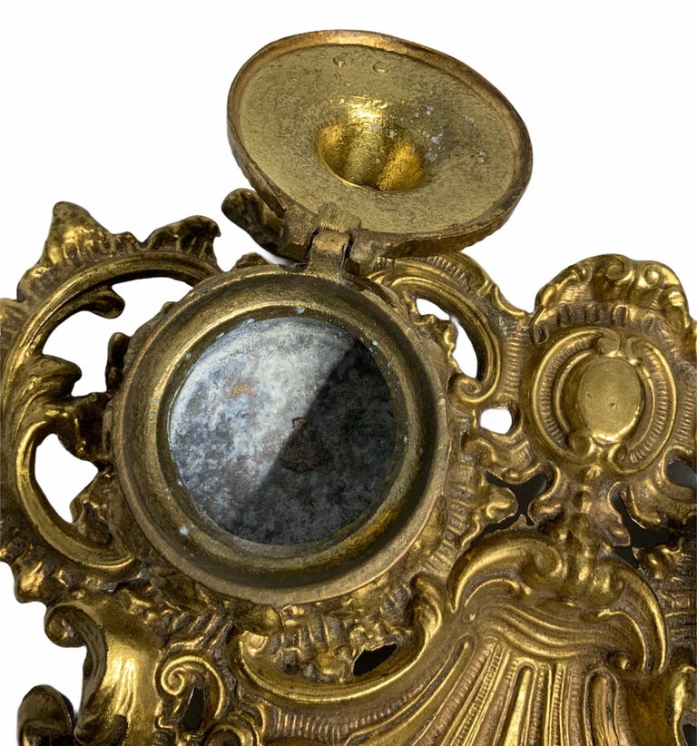 Rococo Style Heavy Bronze Inkwell For Sale at 1stDibs