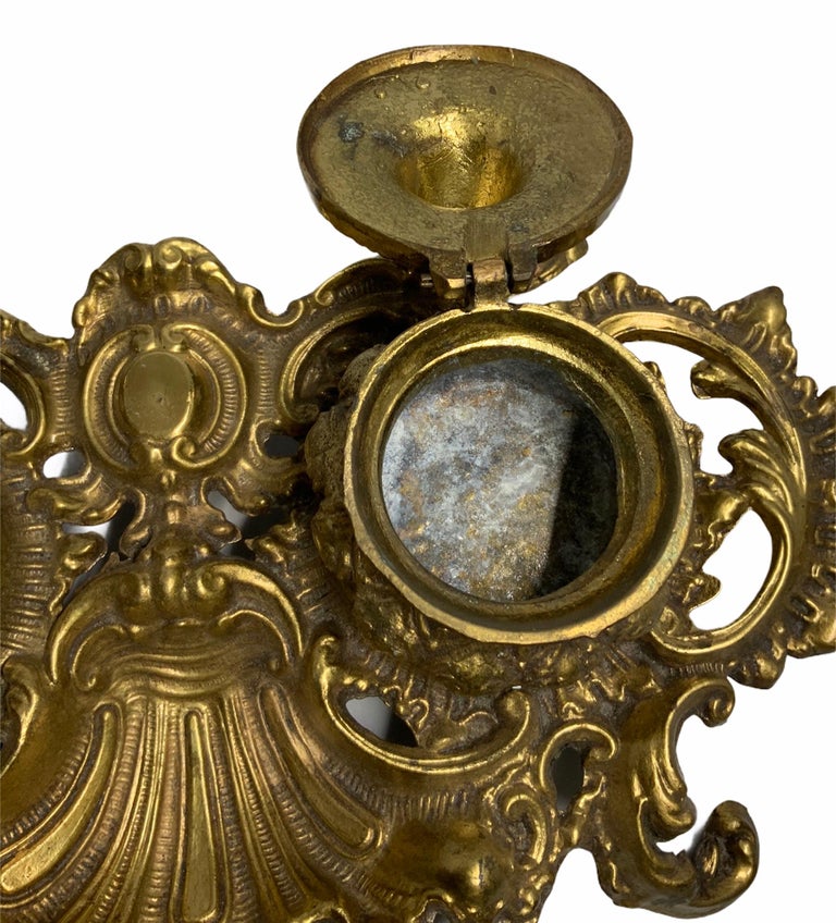 Rococo Style Heavy Bronze Inkwell For Sale at 1stDibs