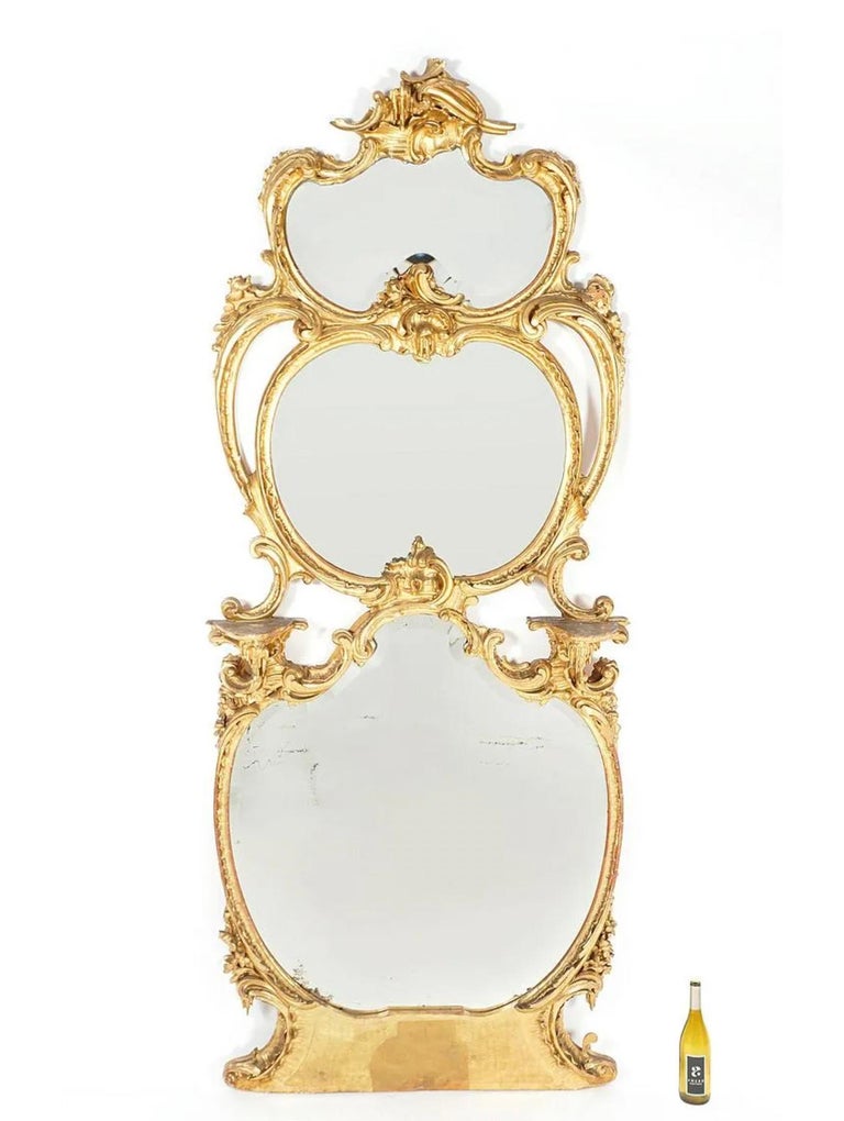 Rococo Style Italian Gilt Wood Mirror For Sale at 1stDibs