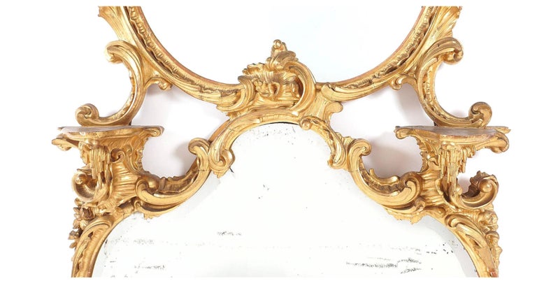 Rococo Style Italian Gilt Wood Mirror For Sale at 1stDibs